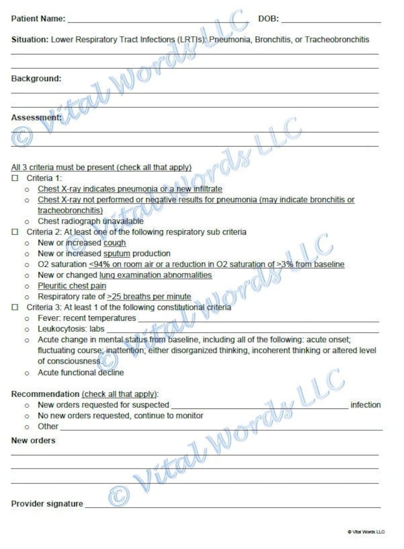 SBAR Form Mcgeer Criteria Infection Surveillance - Etsy