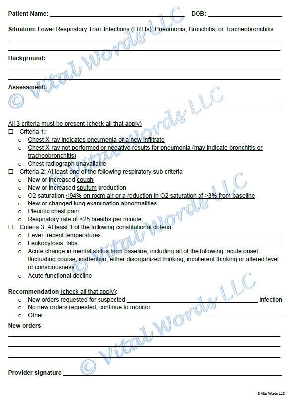 SBAR Form Mcgeer Criteria Infection Surveillance - Etsy