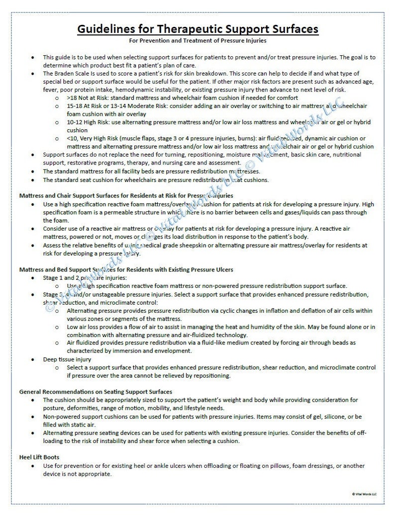 Guidelines for Therapeutic Support Surfaces for Prevention and ...
