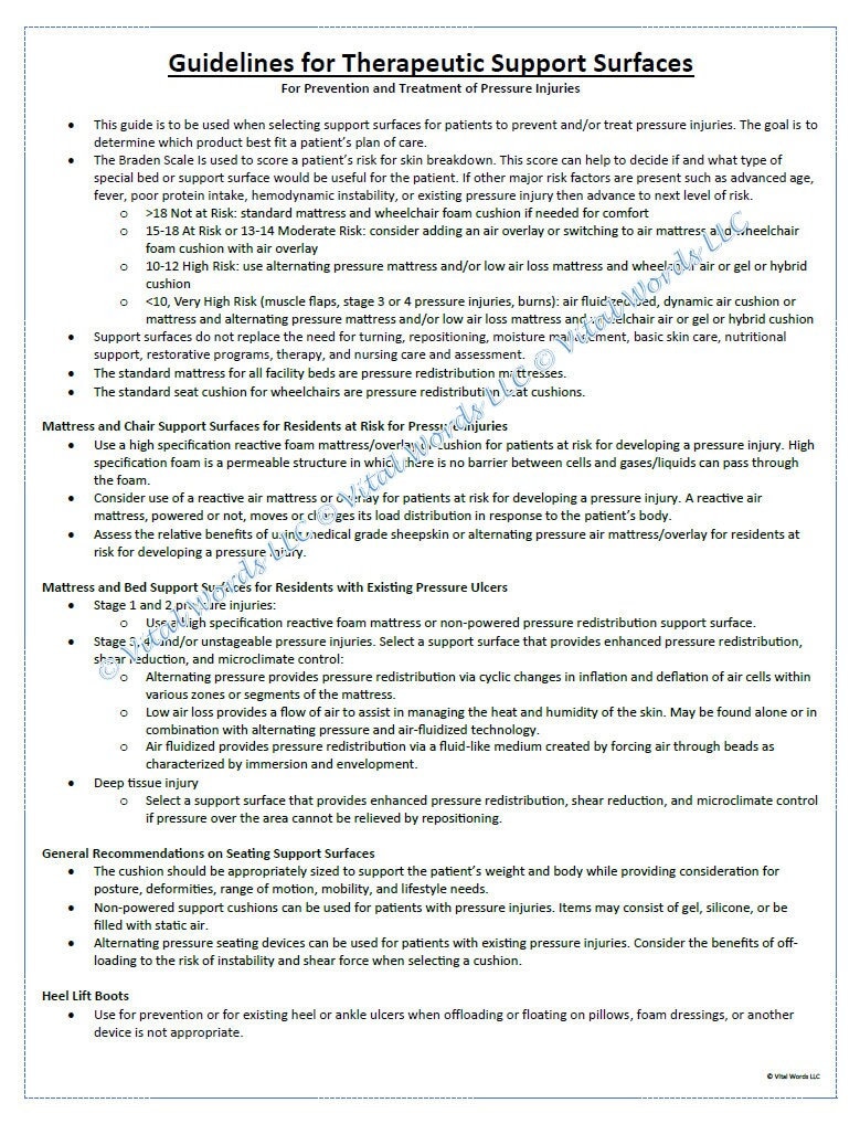 Guidelines for Therapeutic Support Surfaces for Prevention and ...