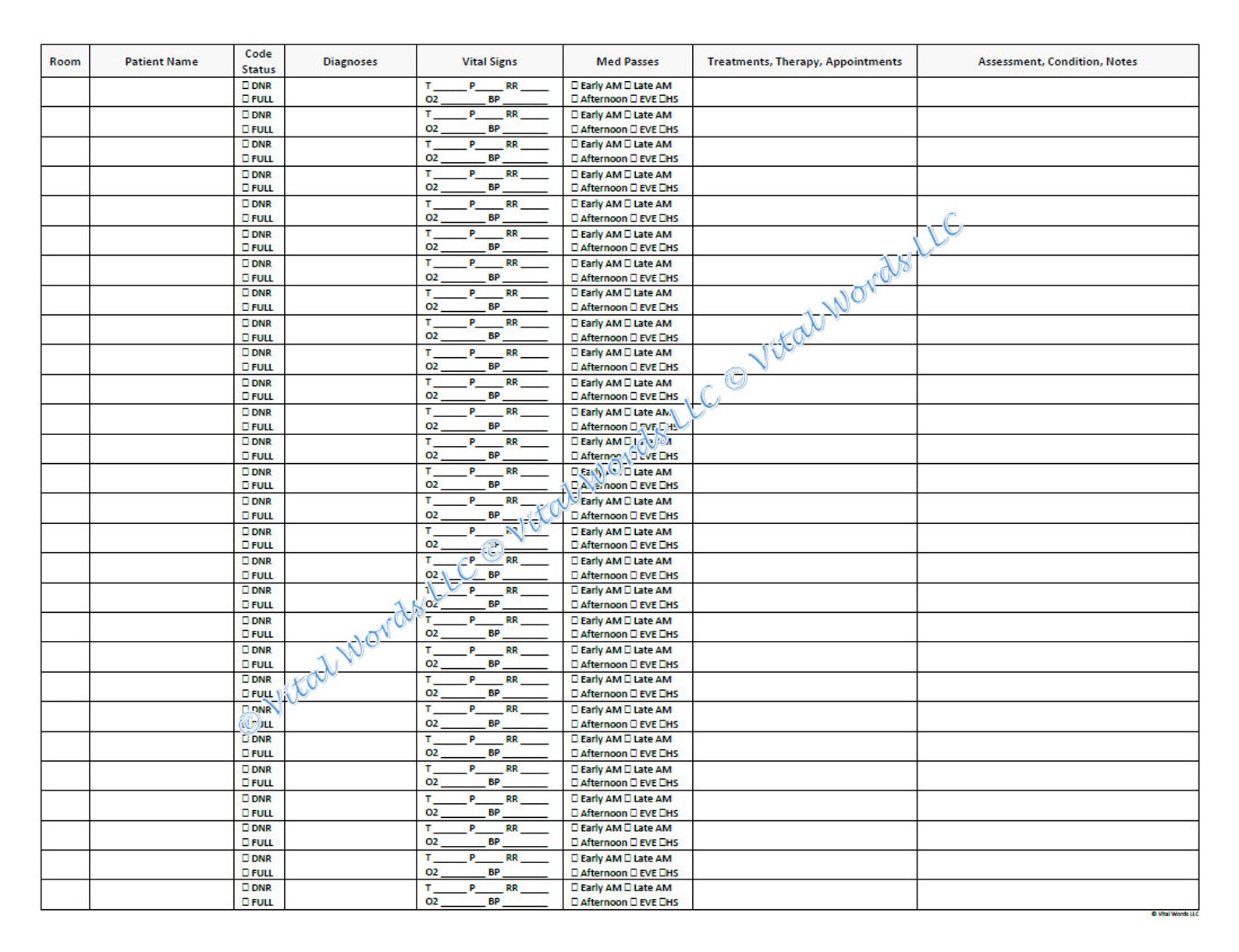 28 Patients/residents Nurse Report Sheet LTC/SNF/ICF (version 2) - Etsy