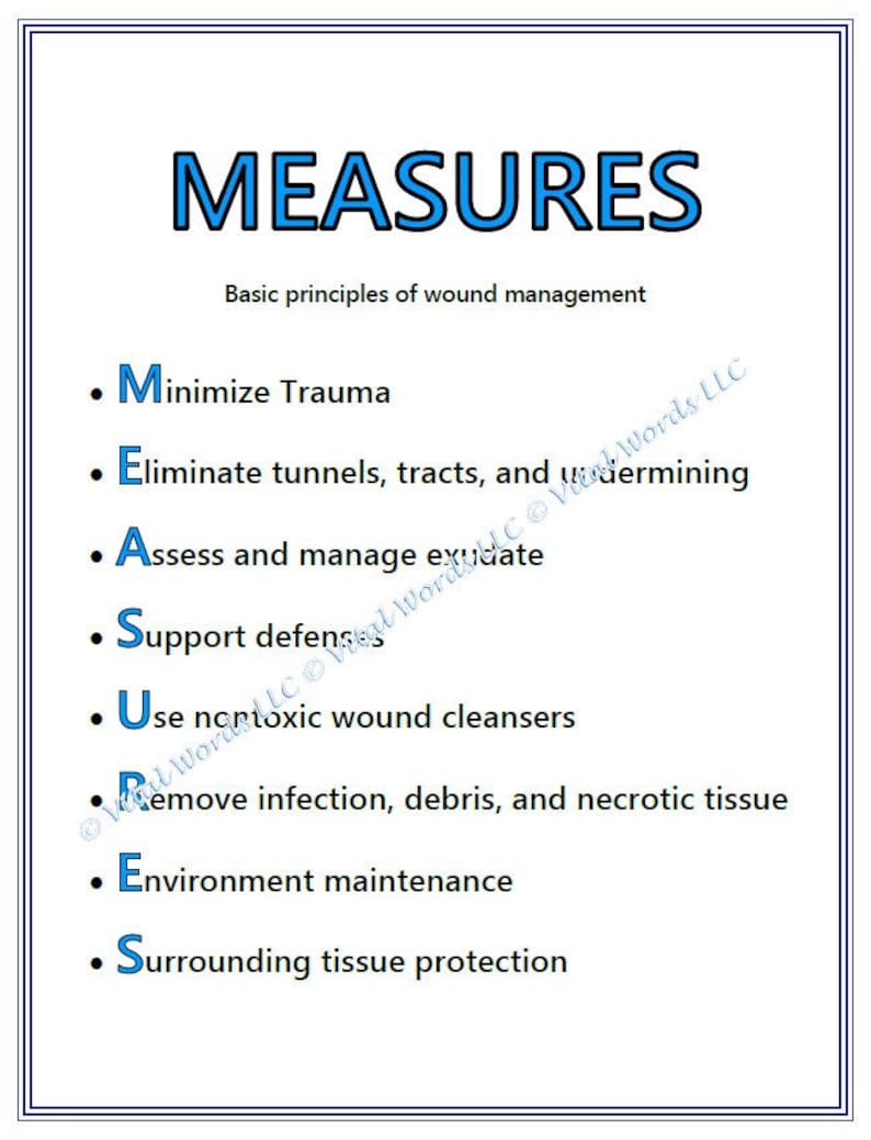 SIGN/POSTER Wound Assessment, Care, and Dressing Selection Mnemonics - Etsy