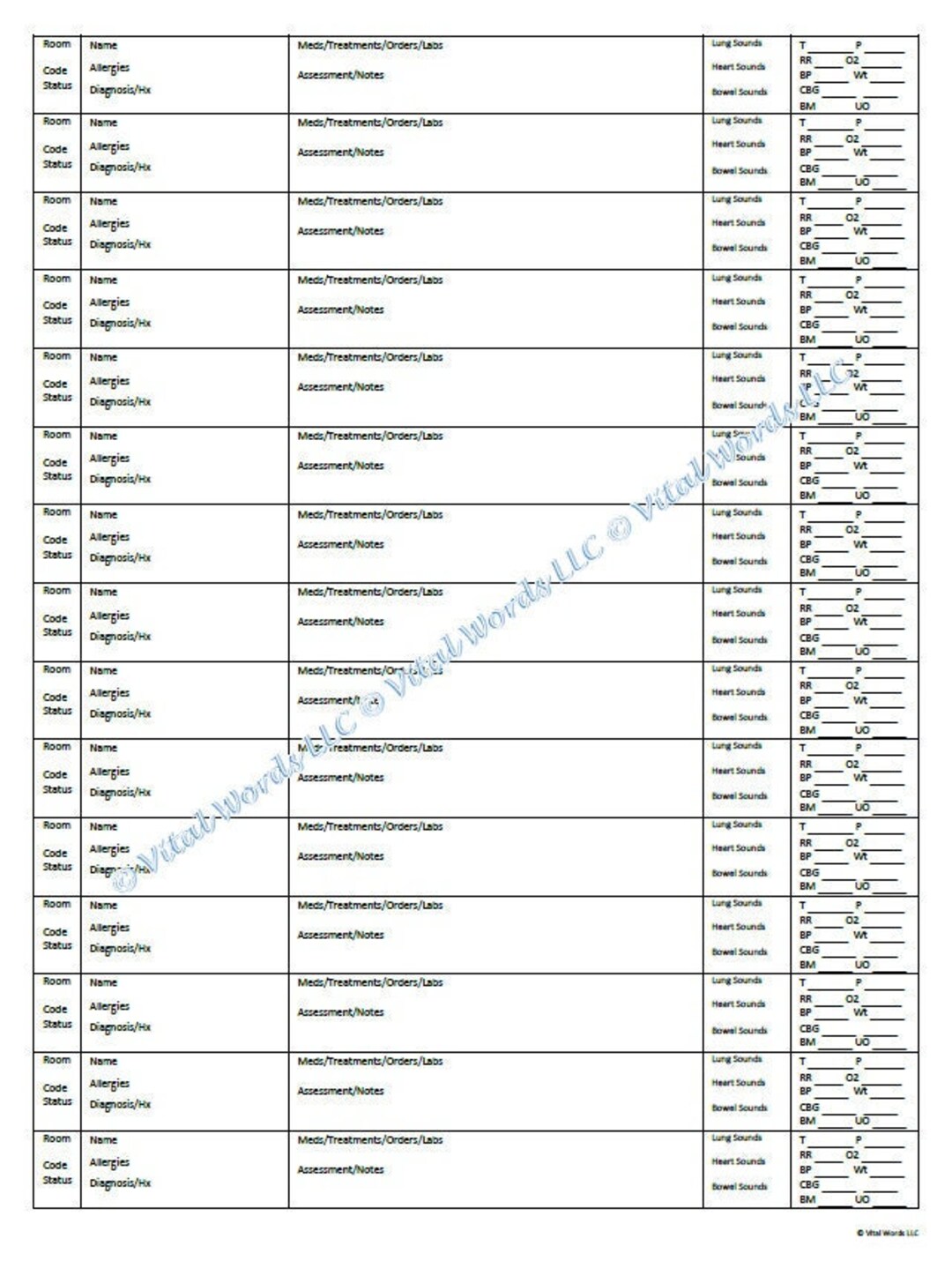 15 Patients/residents Nurse Report Sheet LTC/SNF/ICF (version 2) - Etsy