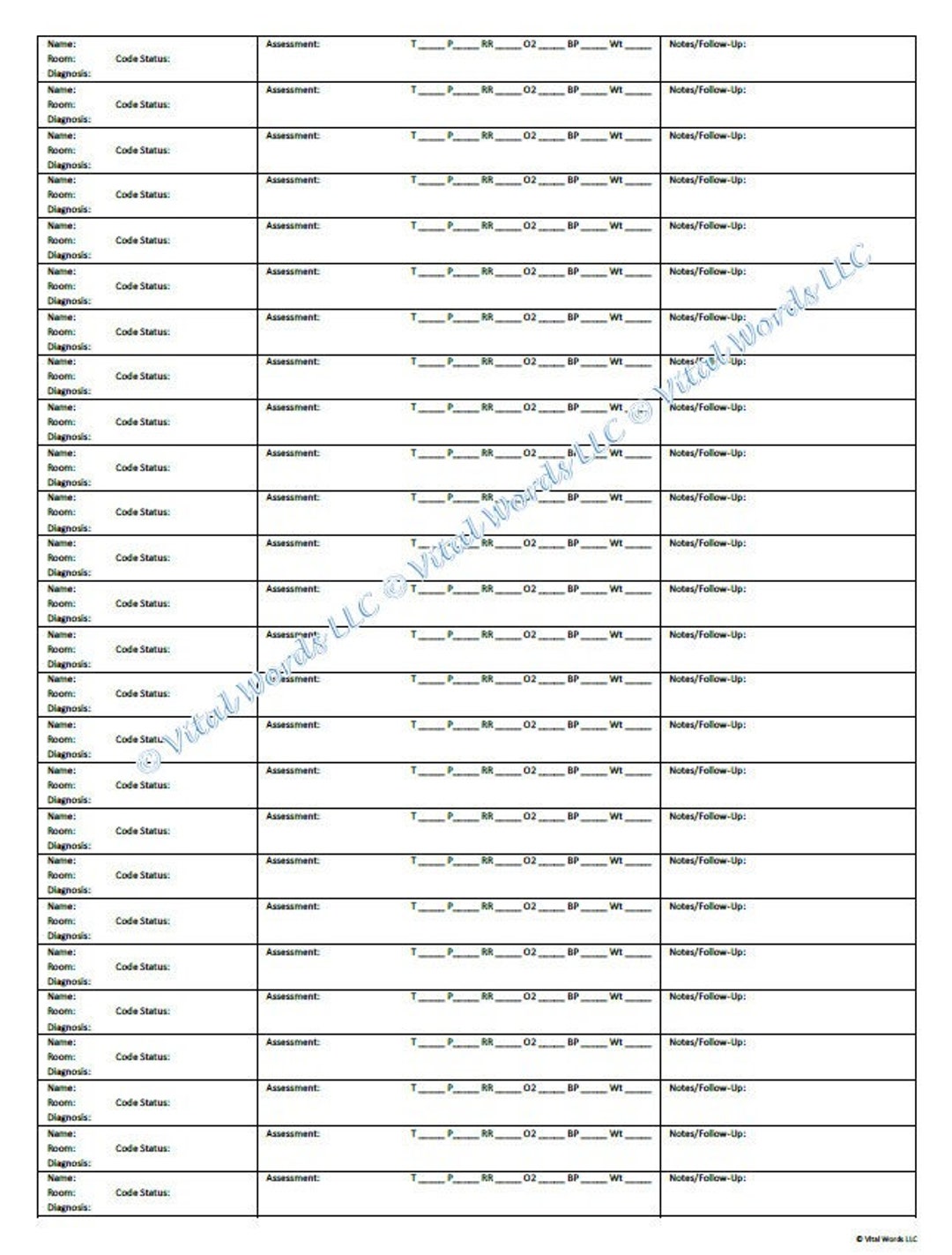 26 Patients/residents Nurse Report Sheet LTC/SNF/ICF (version 1) - Etsy