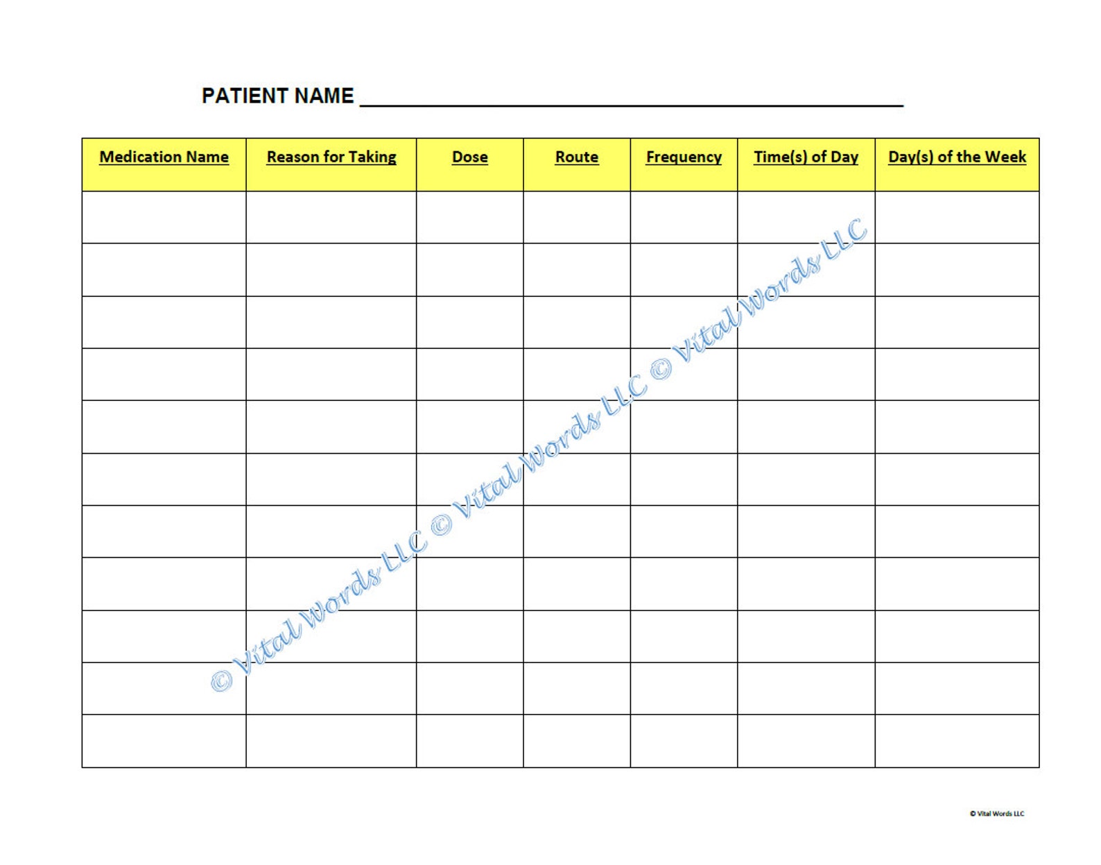 Home Medication List (version 1) - Etsy