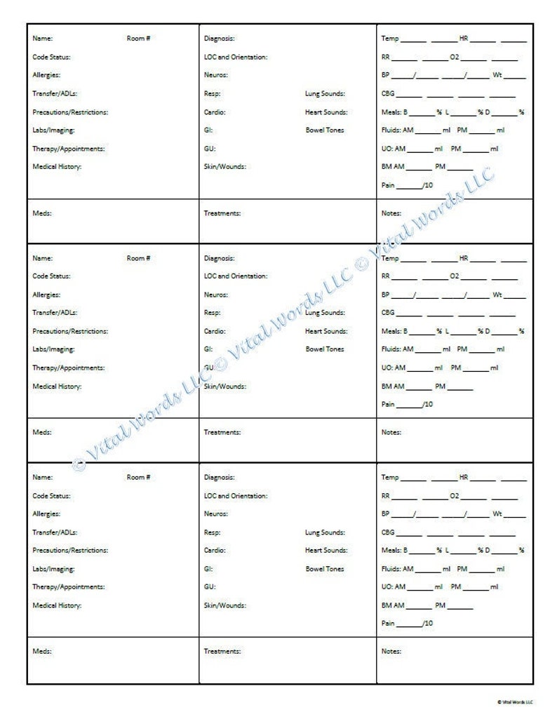 3 Patients/residents Nurse Report Sheet LTC/SNF/ICF (version 2) - Etsy