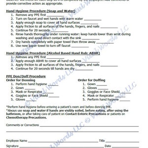 BUNDLE: Hand Hygiene and PPE Audit and Competencies, and Infection ...