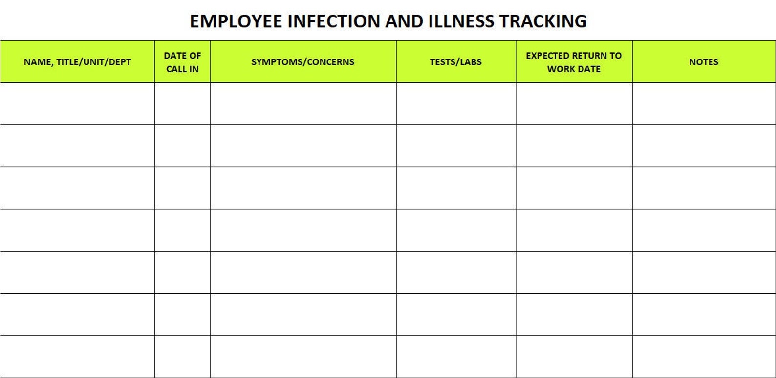 Employee and Patient Infection and Illness Tracking Spreadsheet SIMPLE ...