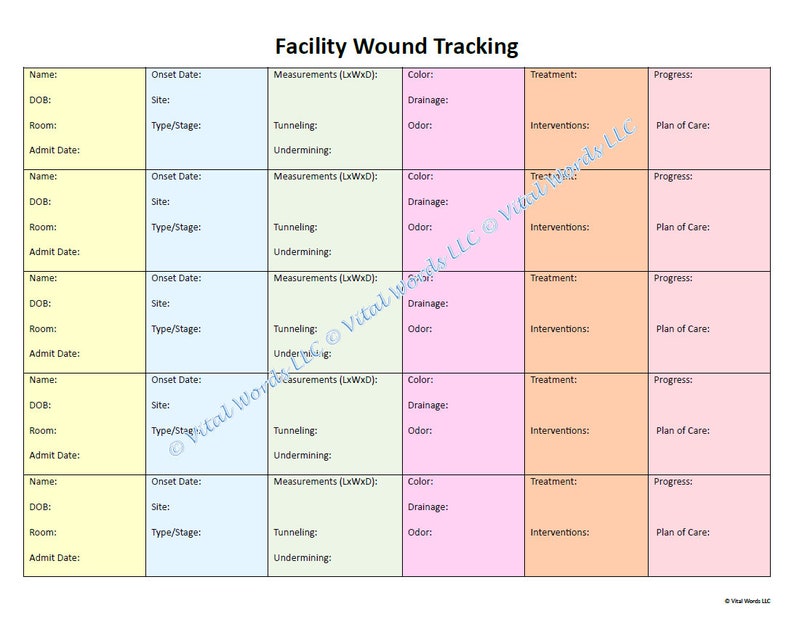 Wound Tracking Spreadsheet - Etsy
