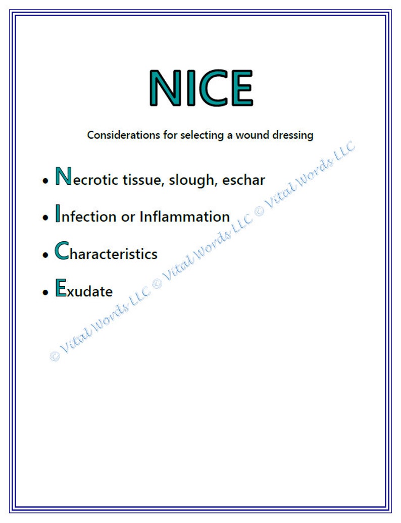 SIGN/POSTER Wound Assessment, Care, and Dressing Selection Mnemonics - Etsy
