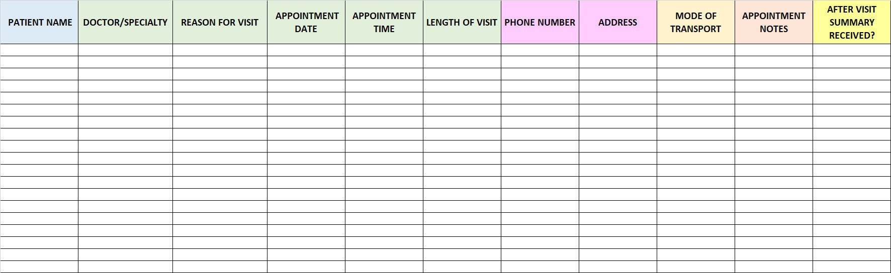 Appointment Tracking Spreadsheet - Etsy