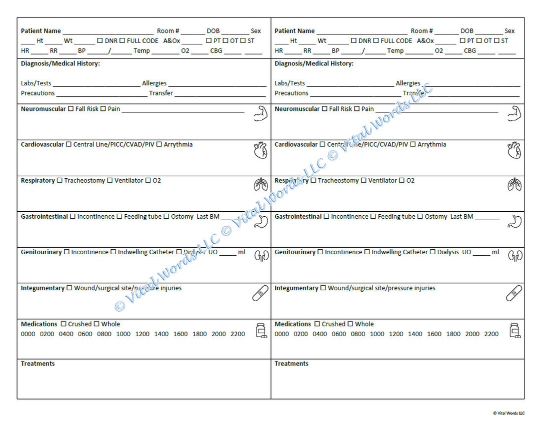 2 Patients/residents Nurse Assessment/report Sheet (version 2) - Etsy