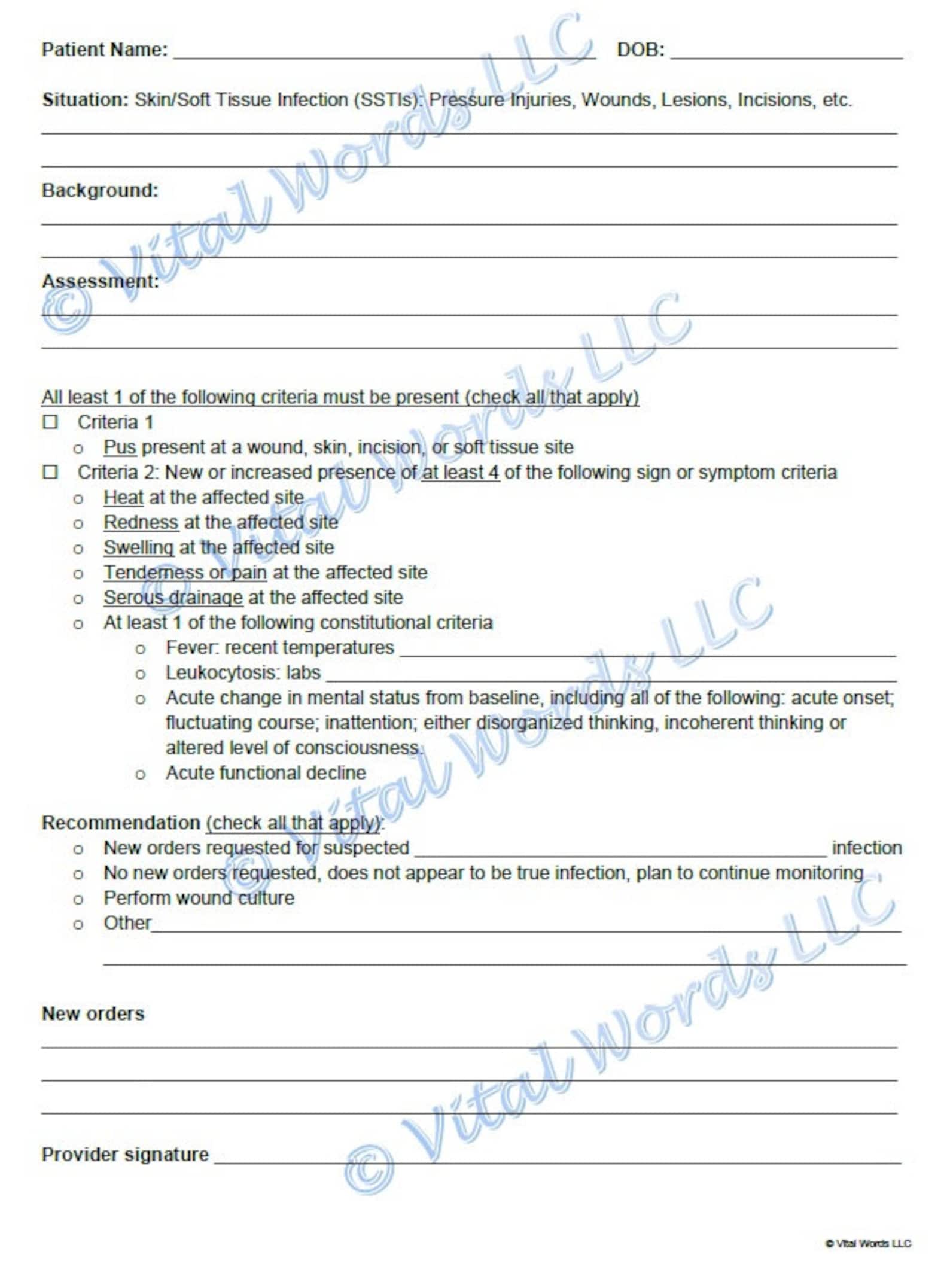 SBAR Form Mcgeer Criteria Infection Surveillance - Etsy