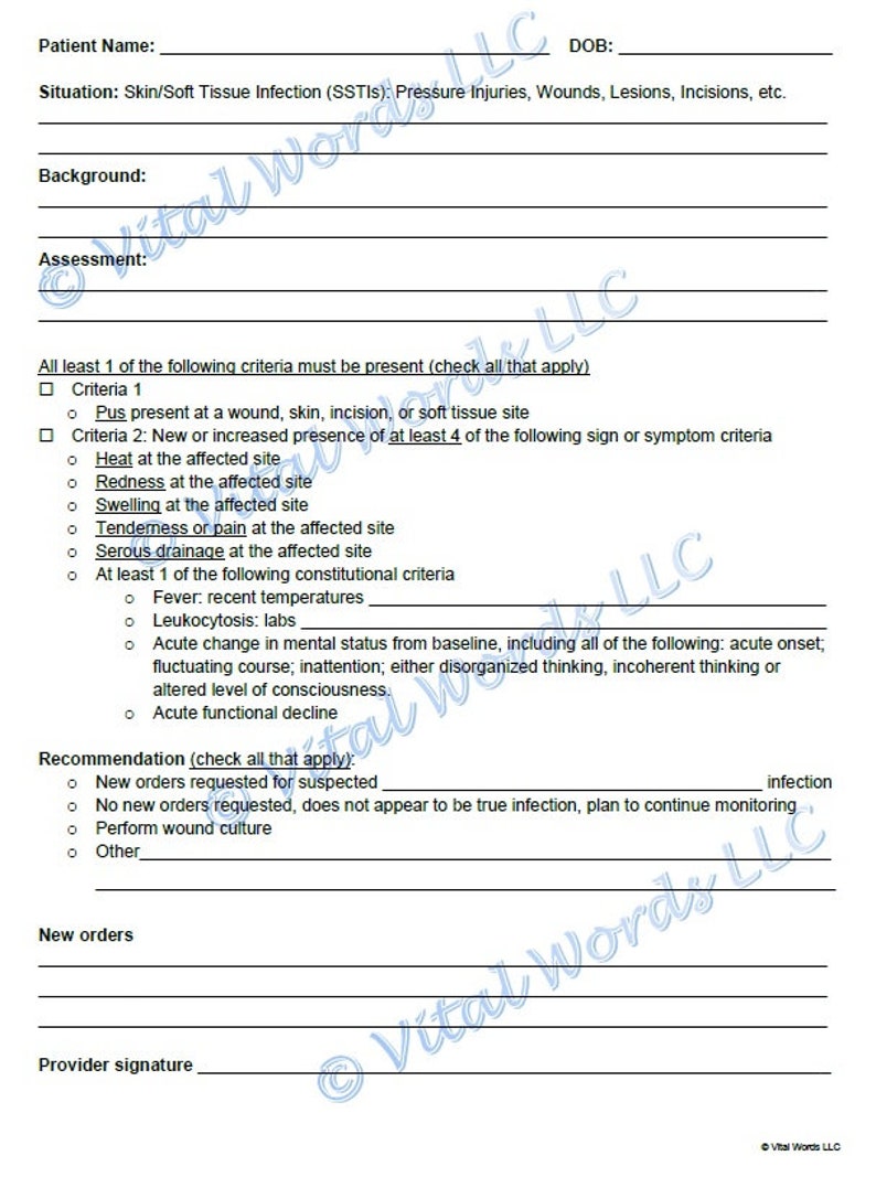 SBAR Form Mcgeer Criteria Infection Surveillance - Etsy