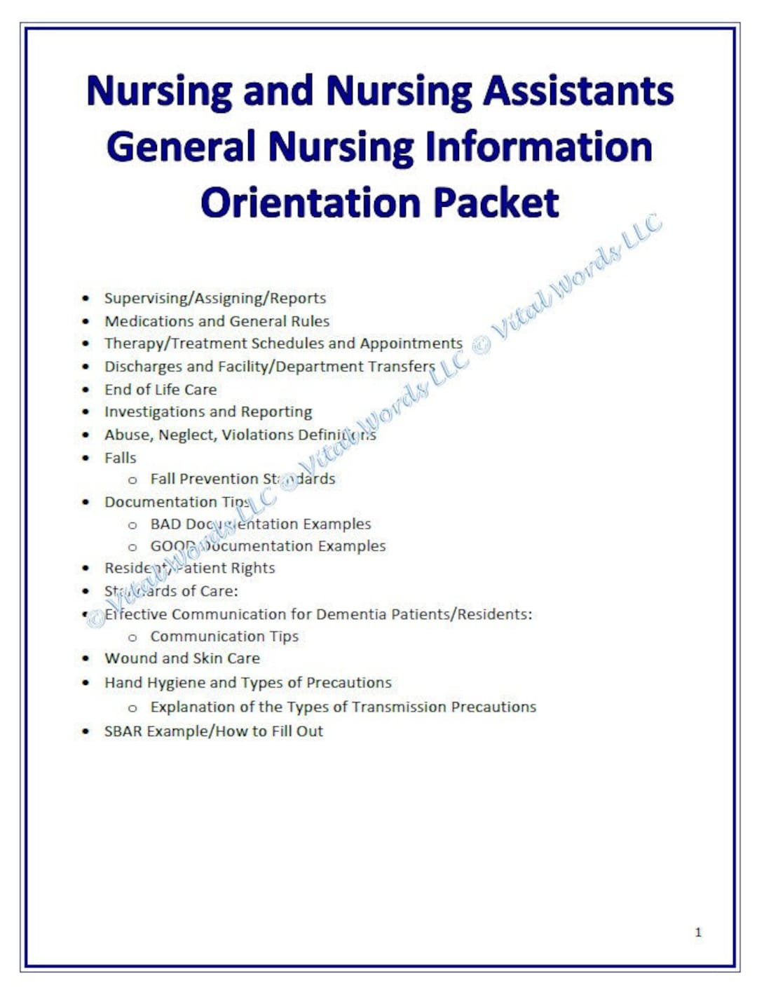 Nurse and CNA Orientation Packet - Etsy