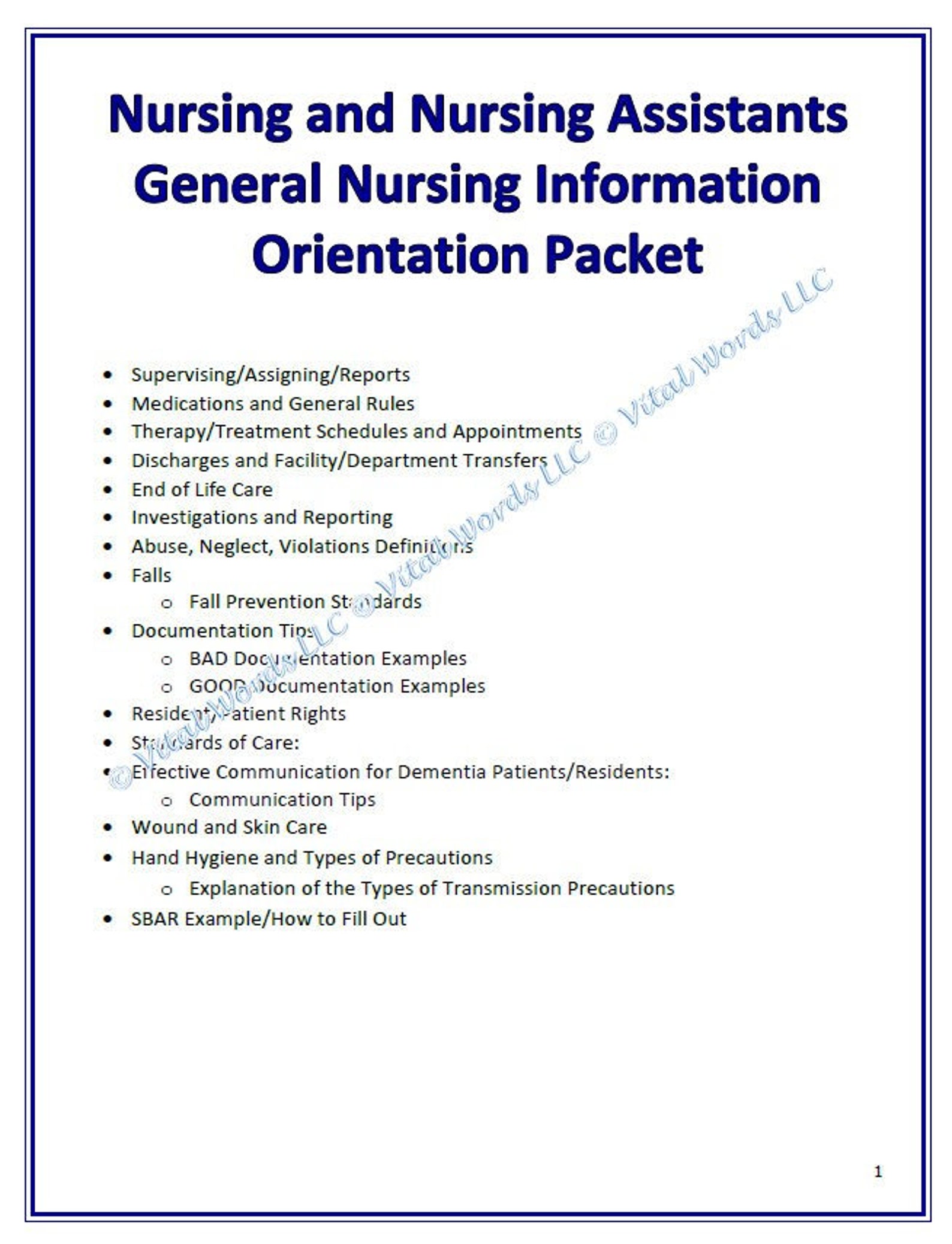 Nurse and CNA Orientation Packet - Etsy