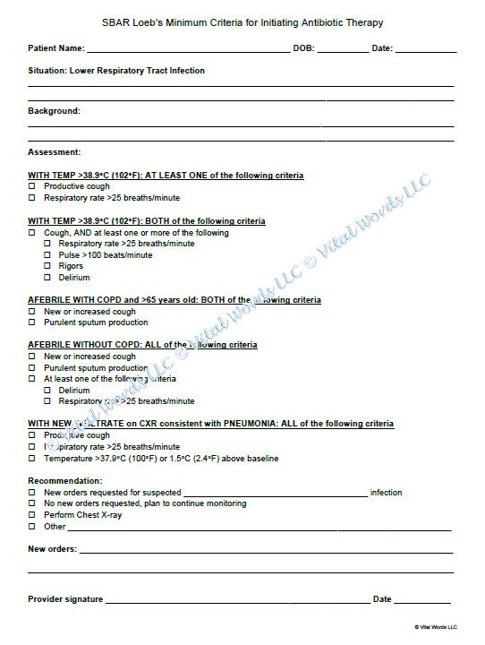 BUNDLE: Antimicrobial Stewardship Forms and Mcgeer's Criteria Sbars - Etsy