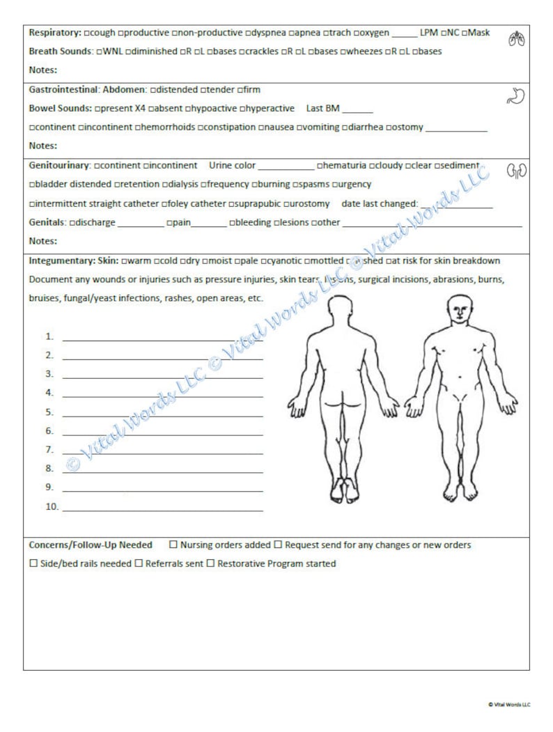 Nurse Head to Toe Admission Assessment (version 3) - Etsy