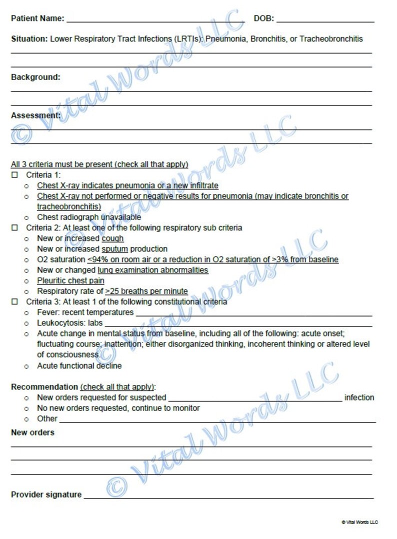 BUNDLE: Antimicrobial Stewardship Forms and Mcgeer's Criteria Sbars - Etsy