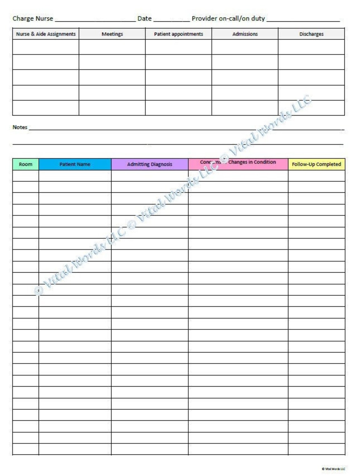 Charge Nurse Manager Day Planner (version 2) - Etsy