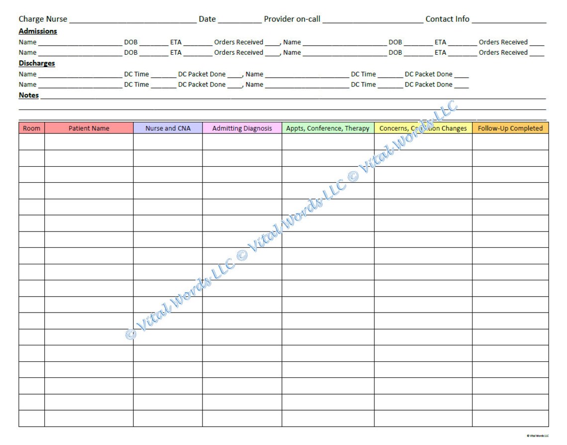 Charge Nurse Manager Day Planner (version 3) - Etsy