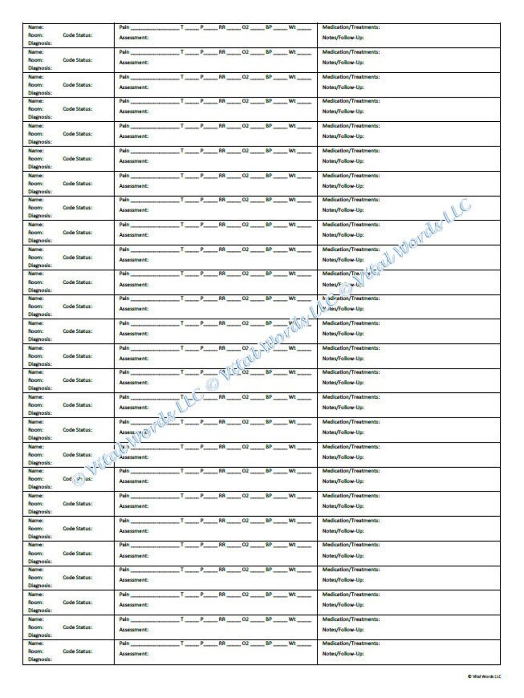 26 Patients/residents Nurse Report Sheet LTC/SNF/ICF (version 2) - Etsy