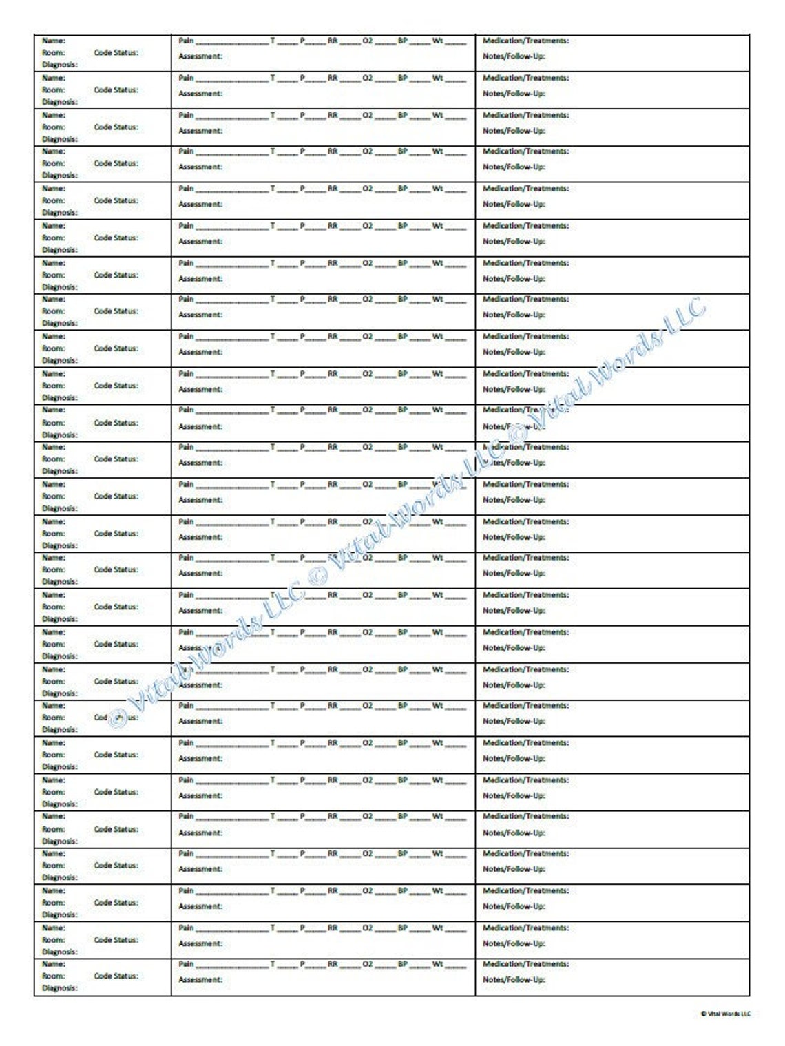 26 Patients/residents Nurse Report Sheet LTC/SNF/ICF version - Etsy