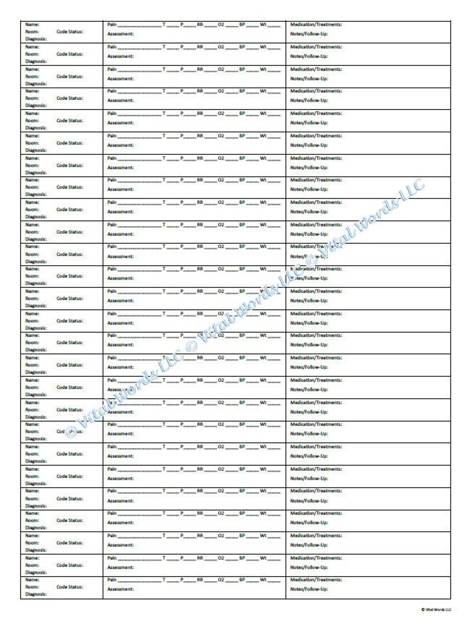 26 Patients/residents Nurse Report Sheet LTC/SNF/ICF (version 2) - Etsy