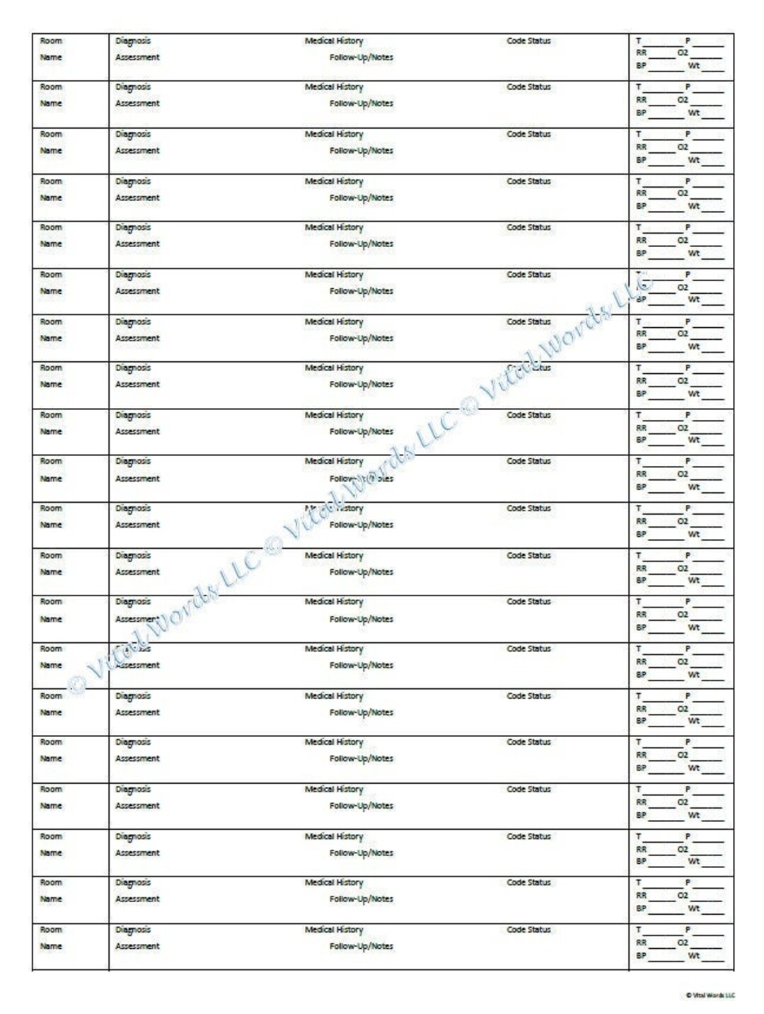 20 Patients/residents Nurse Report Sheet LTC/SNF/ICF - Etsy