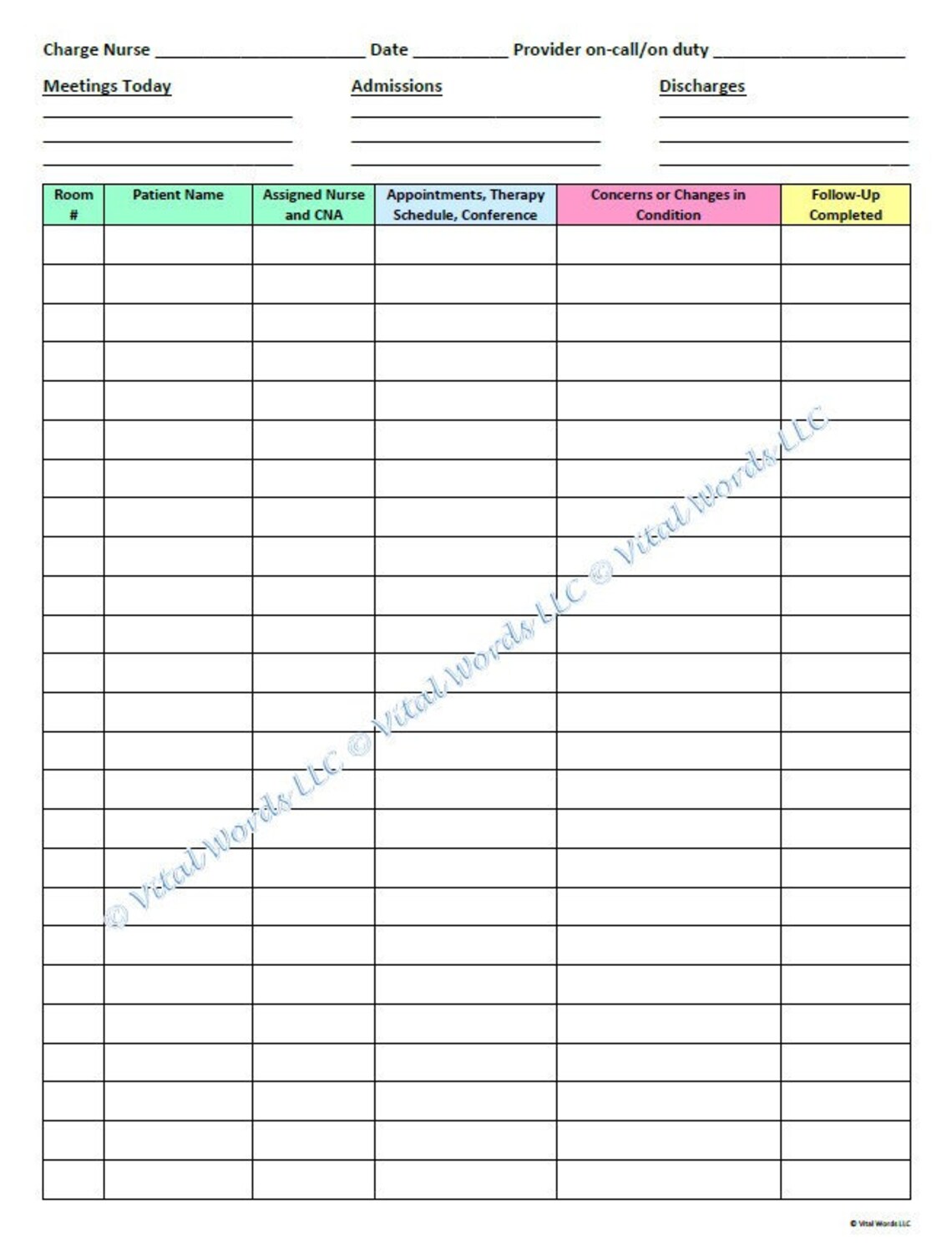 Charge Nurse Manager Day Planner (version 1) - Etsy