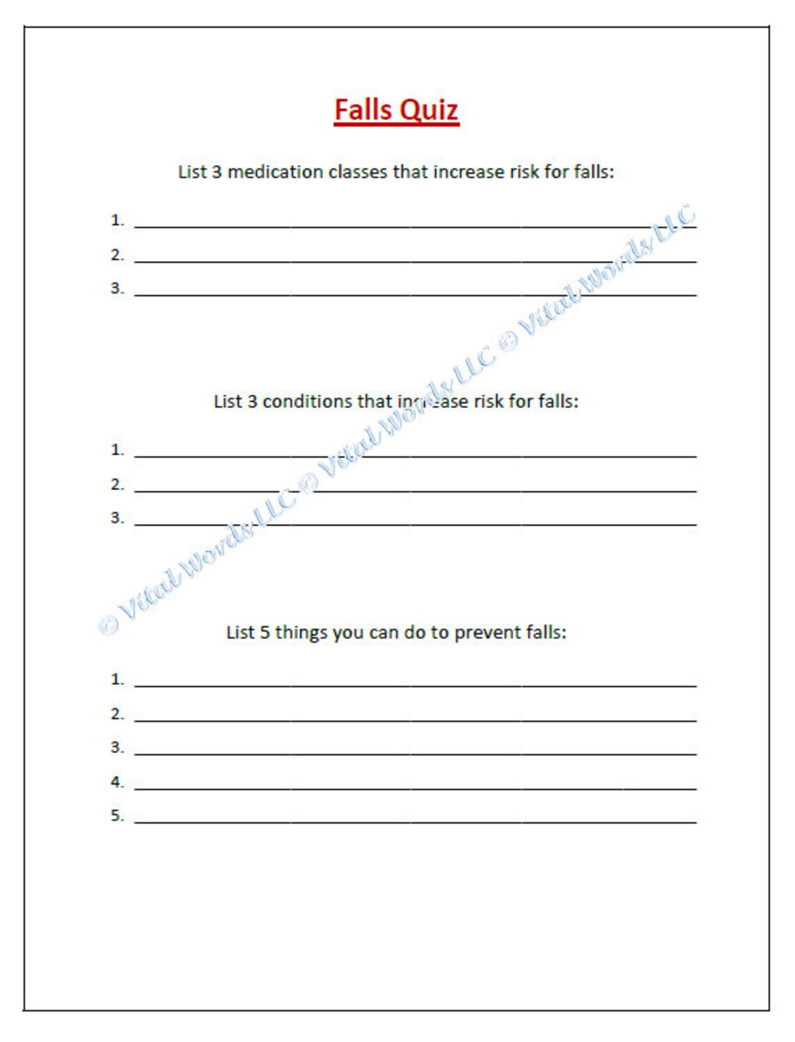 Fall Risk, Prevention Tips, and Quiz - Etsy