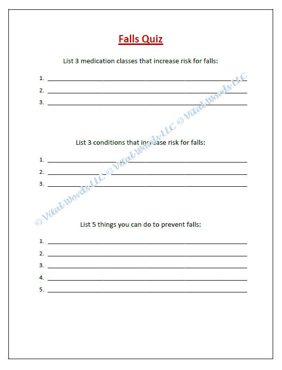 Fall Risk, Prevention Tips, and Quiz - Etsy