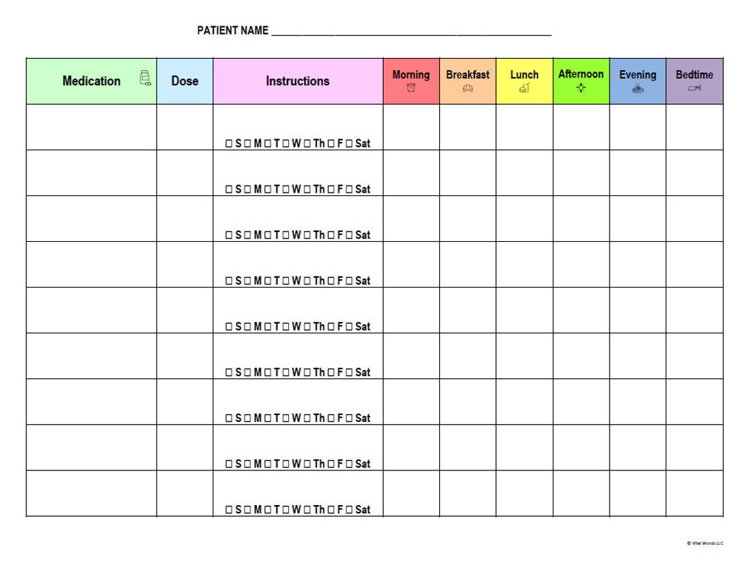 Home Medication List (version 2) - Etsy