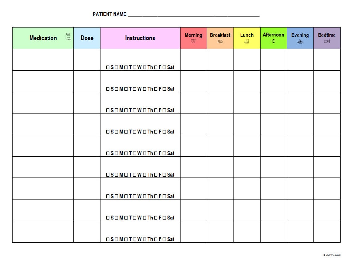 Home Medication List (version 2) - Etsy