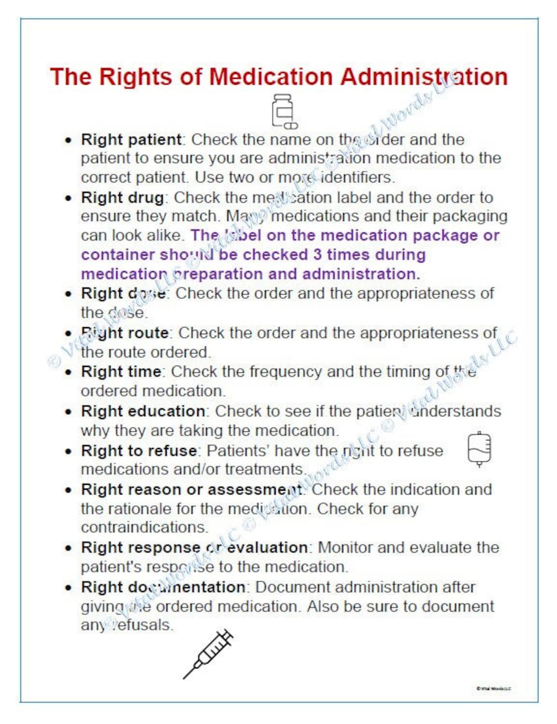 Rights of Medication Administration and Quiz - Etsy