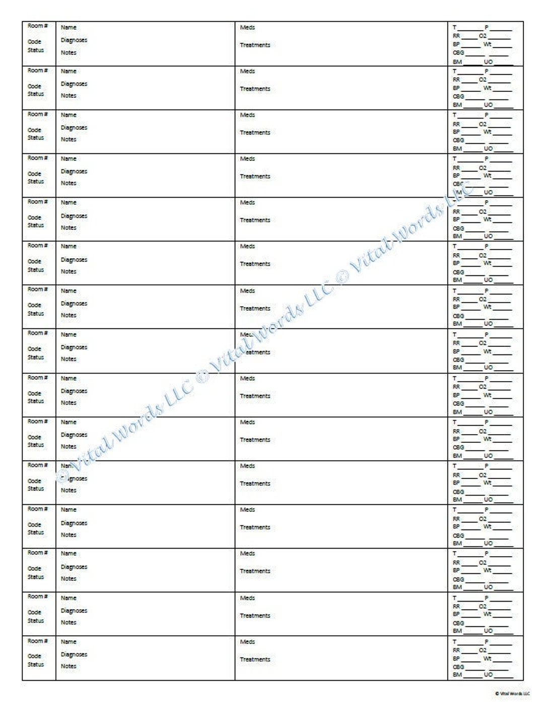 15 Patients/residents Nurse Report Sheet LTC/SNF/ICF (version 1) - Etsy
