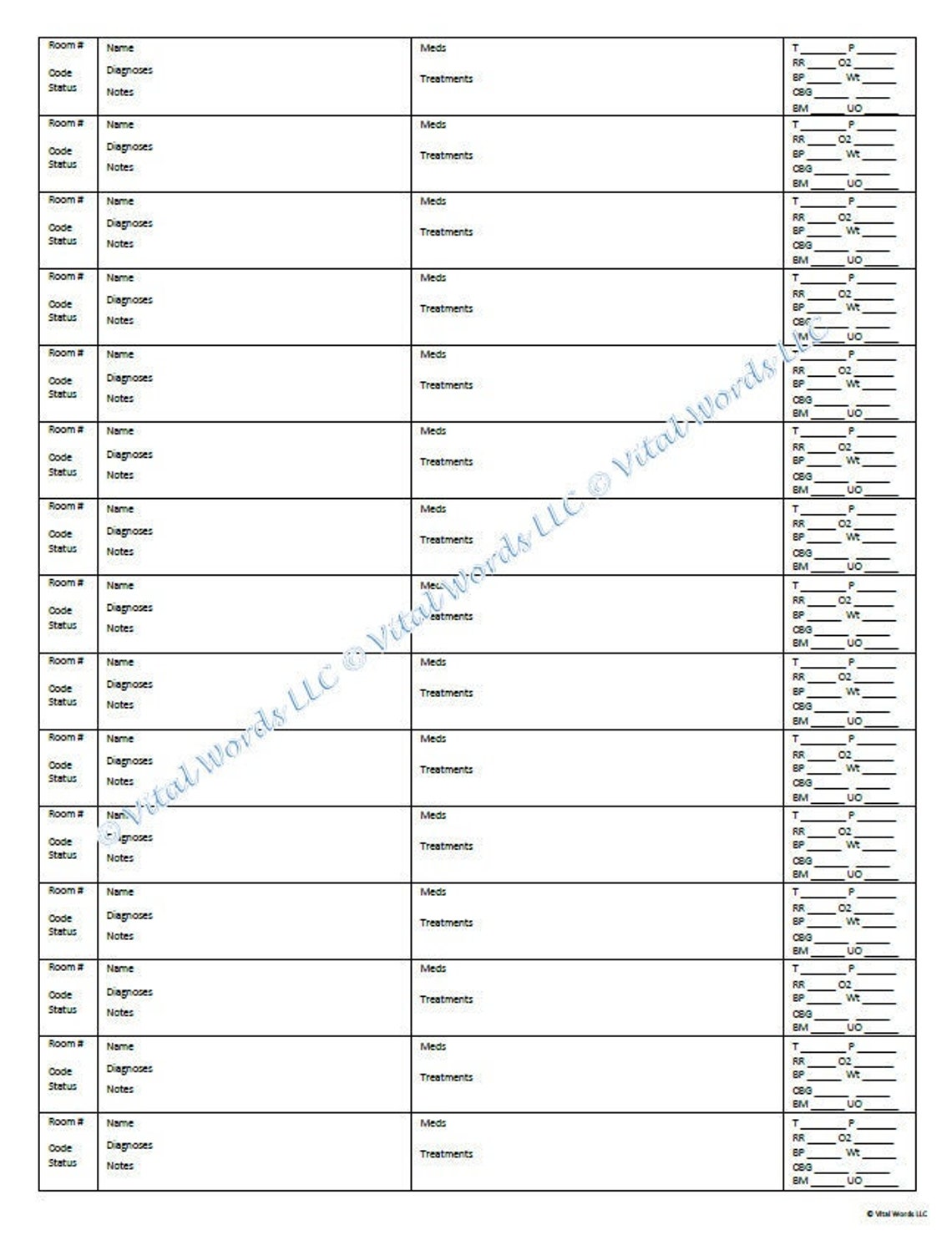 15 Patients/residents Nurse Report Sheet LTC/SNF/ICF (version 1) - Etsy