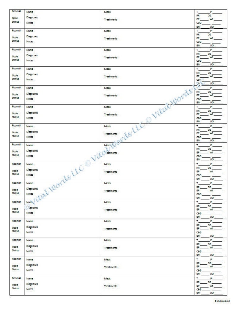 15 Patients/residents Nurse Report Sheet LTC/SNF/ICF (version 1) - Etsy
