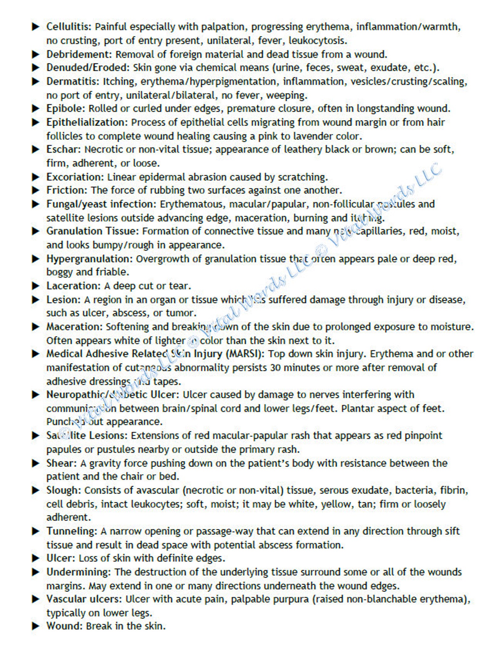 Wound and Ulcer Terminology Reference Sheet and Charts - Etsy