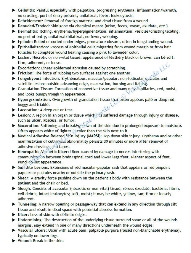 Wound and Ulcer Terminology Reference Sheet and Charts - Etsy