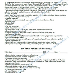 BUNDLE: CAREPLAN, Charge Nurse Manager Daily, Assessment, and Discharge ...