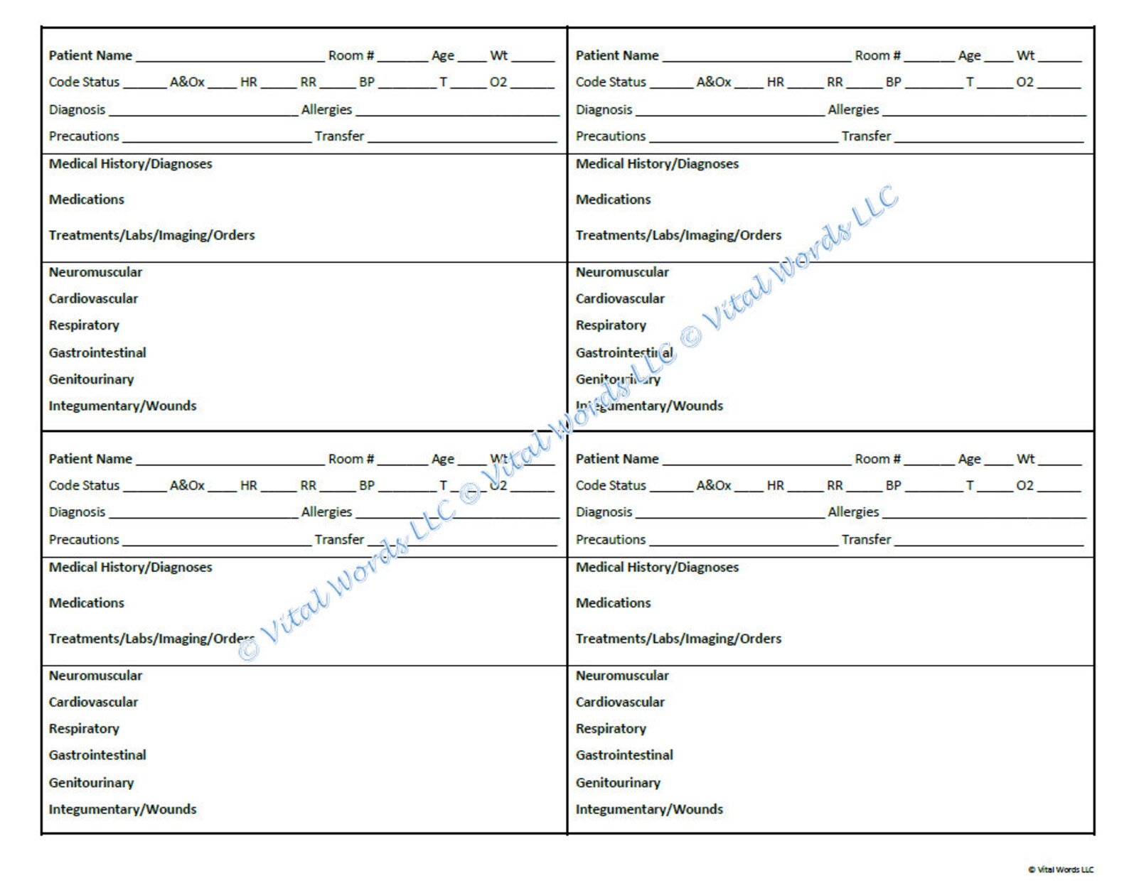 4 Patients/residents Nurse Assessment Report Sheet LTC/SNF/ICF - Etsy