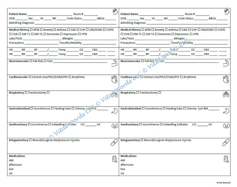 2 Patients/residents Nurse Assessment/report Sheet (version 1) - Etsy