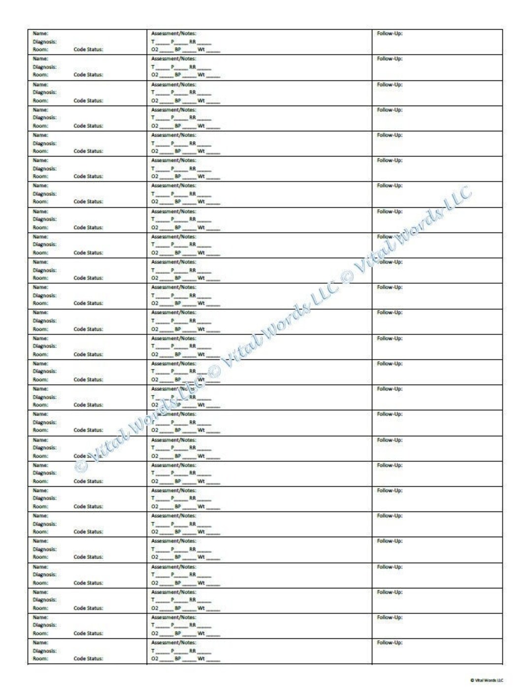 25 Patients/residents Nurse Report Sheet LTC/SNF/ICF (version 1) - Etsy