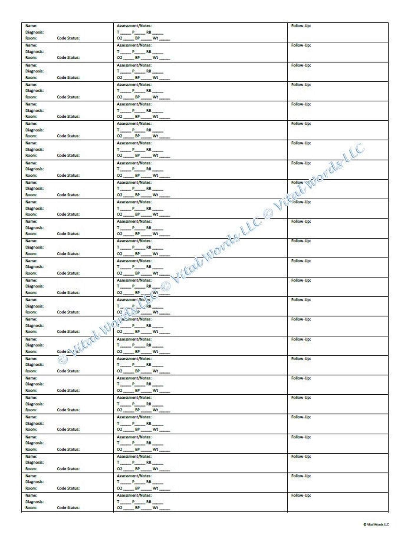 25 Patients/residents Nurse Report Sheet LTC/SNF/ICF (version 1) - Etsy