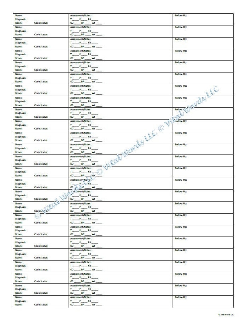 25 Patients/residents Nurse Report Sheet LTC/SNF/ICF (version 1) - Etsy