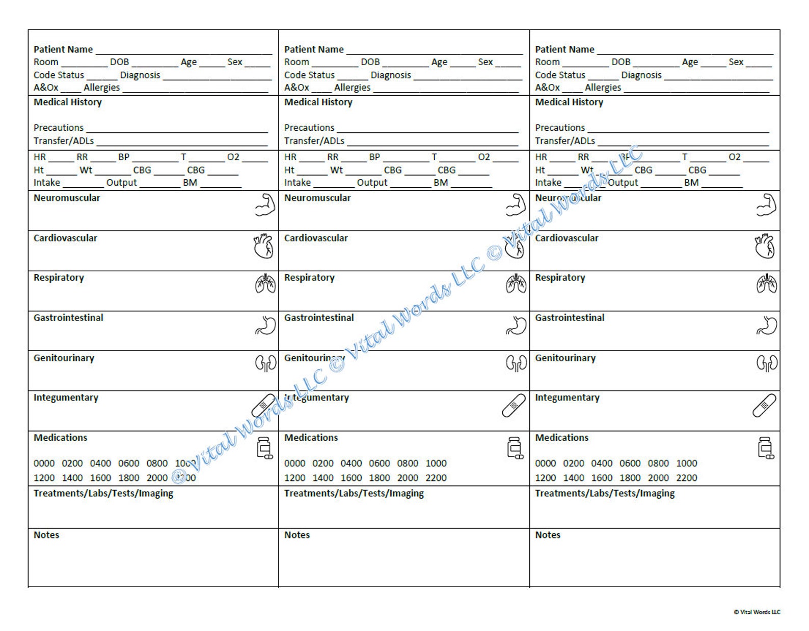 3 Patients/residents Nurse Report Sheet LTC/SNF/ICF (version 1) - Etsy