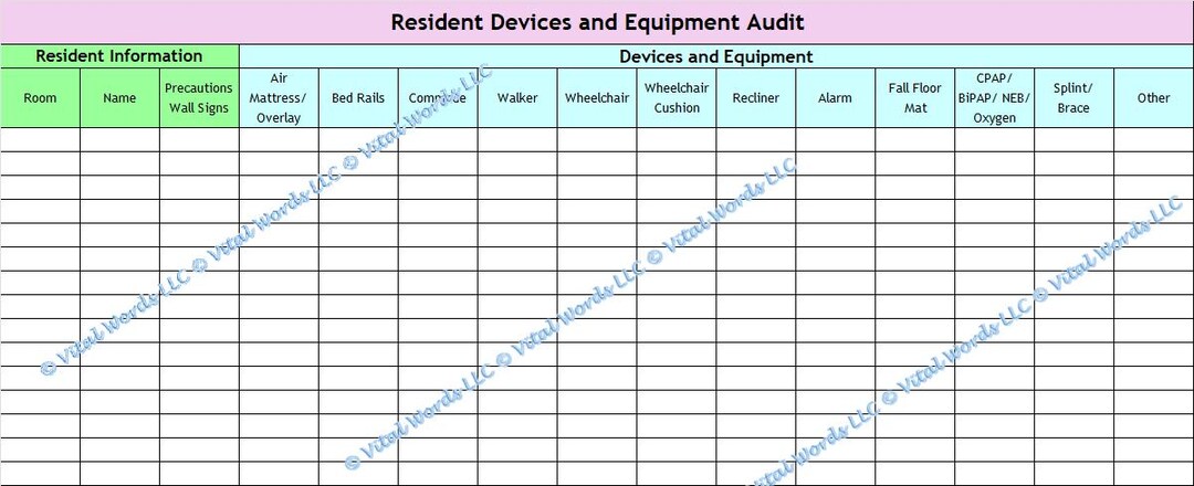 Resident/patient Device and Equipment Audit Form - Etsy