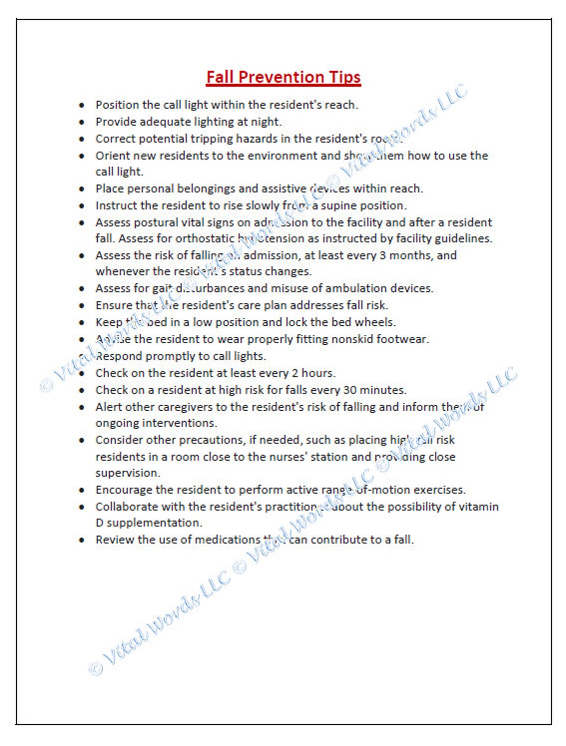 Fall Risk, Prevention Tips, and Quiz - Etsy