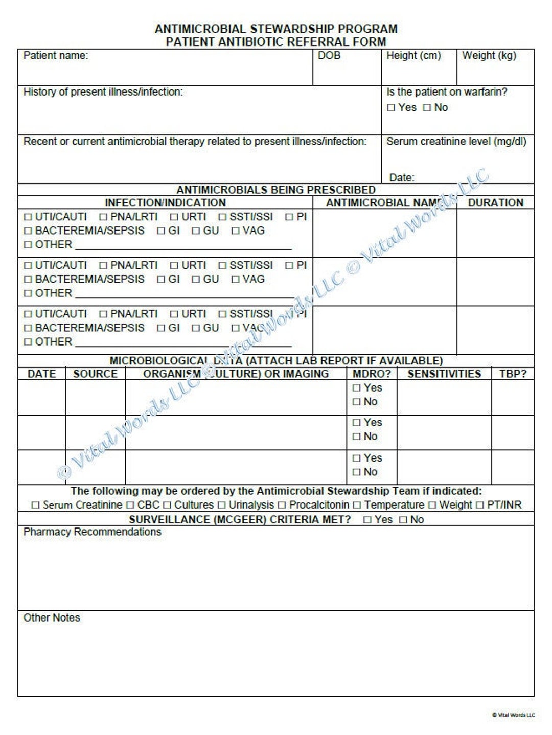 Antibiotic Referral Form for Antimicrobial Stewardship - Etsy